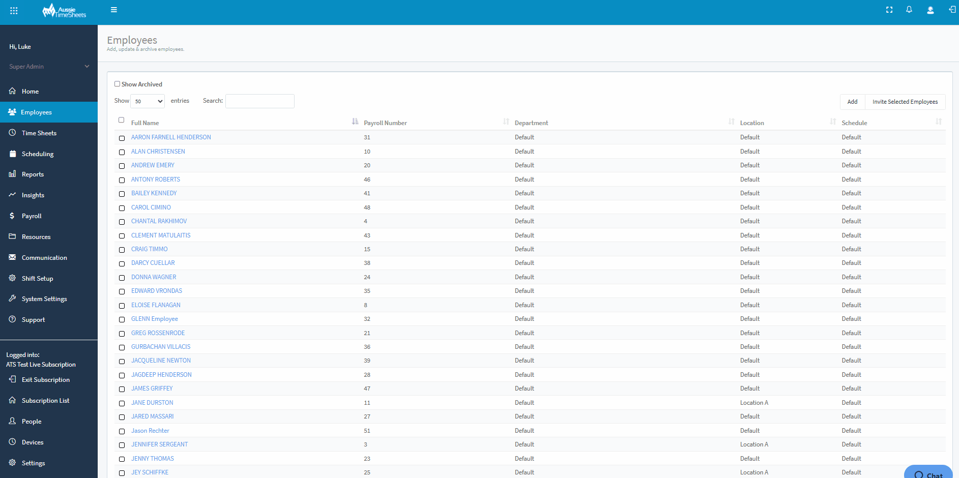 Employee - Payroll Settings – Aussie Time Sheets Workforce TNA