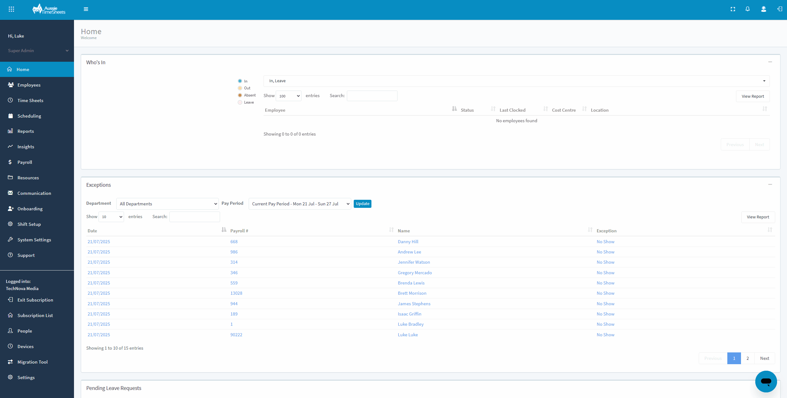 How to add and view leave on an employee schedule – Aussie Time Sheets ...